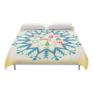 Christmas Joy Duvet Cover, Full - Contemporary - Duvet Covers And Duvet ...