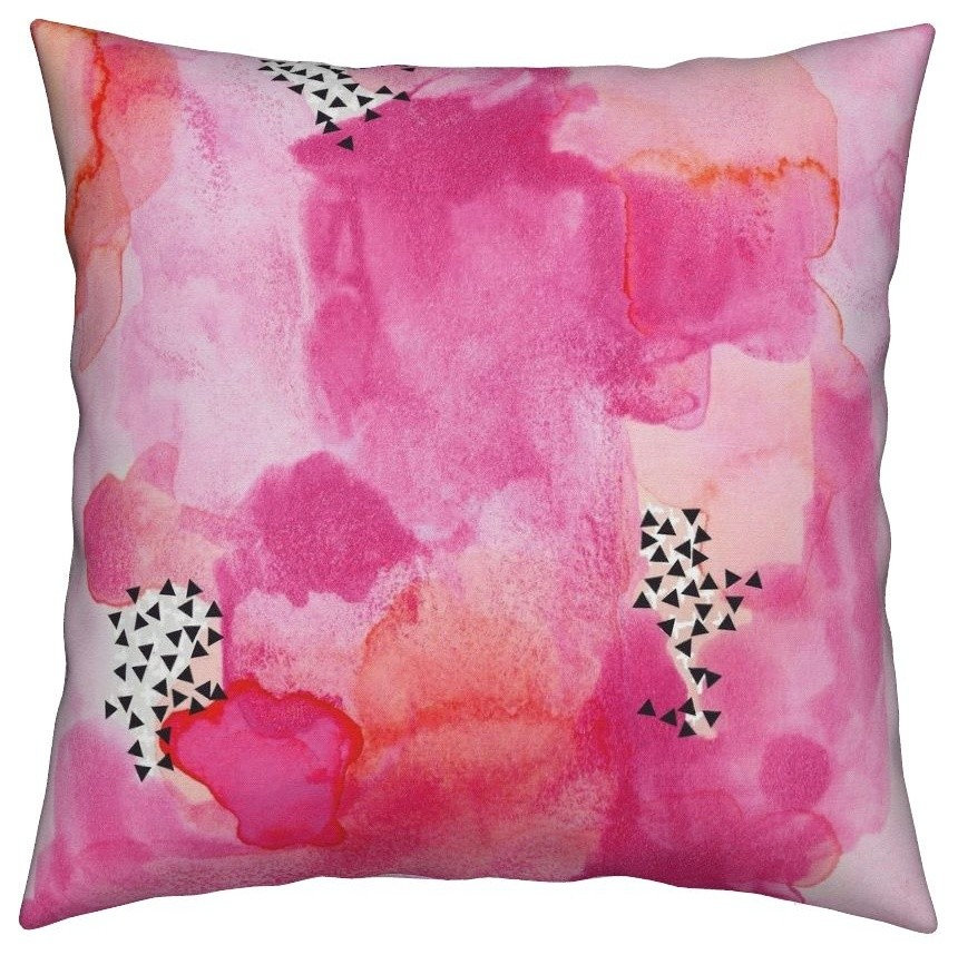 Hand-Painted Watercolor Abstract Pink + Coral Pink Watercolor Throw ...