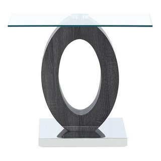 Global Furniture USA Oval Base and Glass Top Dark Gray End Table ...