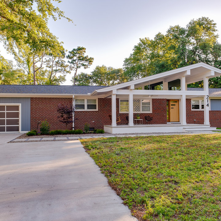 75 Mid-Century Modern Brick Exterior Home Ideas You'll Love - August ...