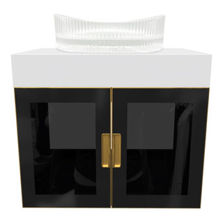 Modern Wall-Mount Vanity With Top & 20" Ribbed Oval Sink, 36" - Modern ...