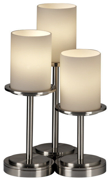 Dakota 3-Light Table Lamp, Brushed Nickel With Artisan Glass Shade ...
