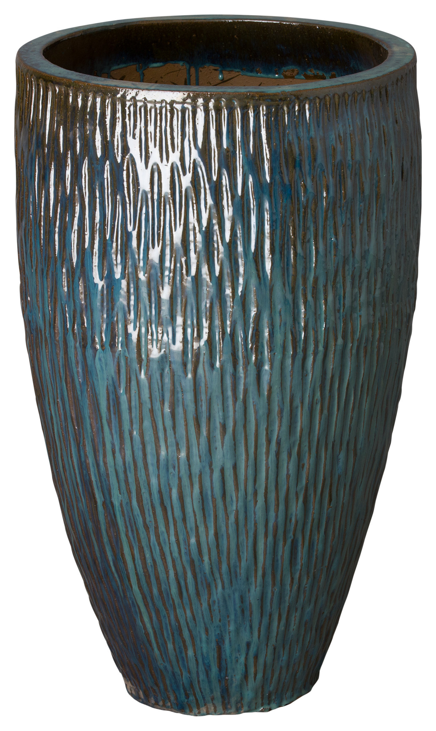 Tall Round Texture Pot Large, Teal 21X35"H, 21x35"H - Contemporary ...