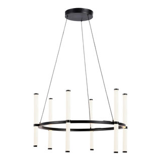 36W Chandelier, Matte Black with White Acrylic Diffuser - Transitional ...