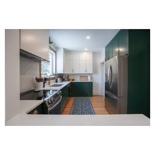 Hunter Green Kitchen Renovation with Quartz Countertops - Contemporary ...