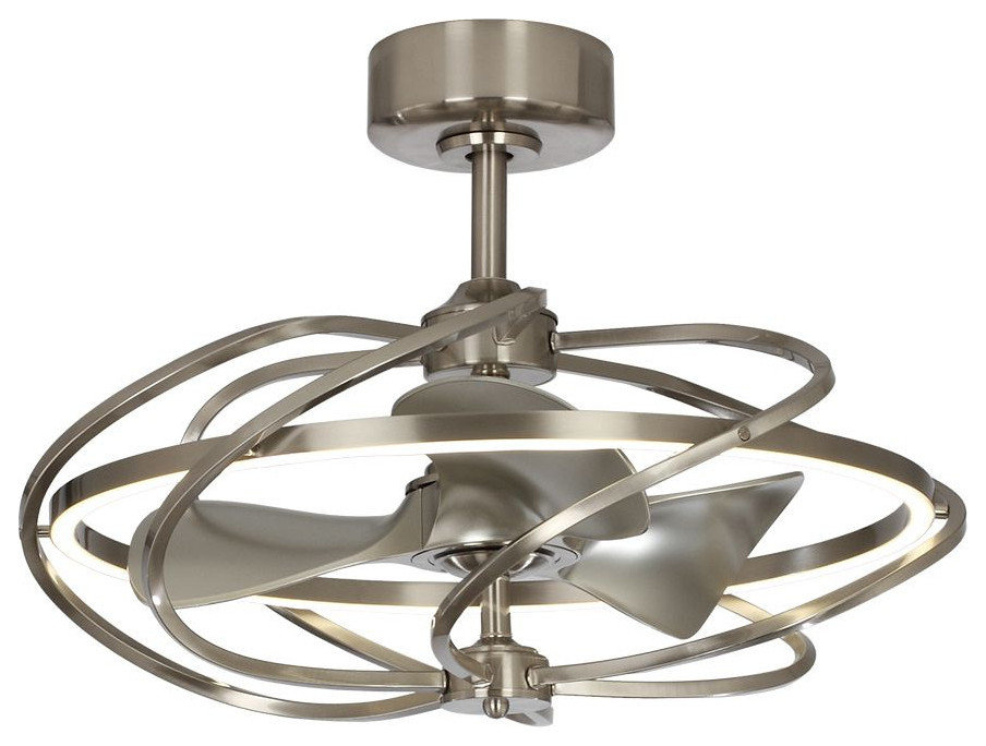 27-inch Satin Nickel Fandelier LED Ceiling Fan with Remote ...