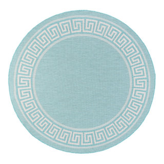 Giovanna Transitional Greek Key Indoor/Outdoor Area Rug, 8' Round ...