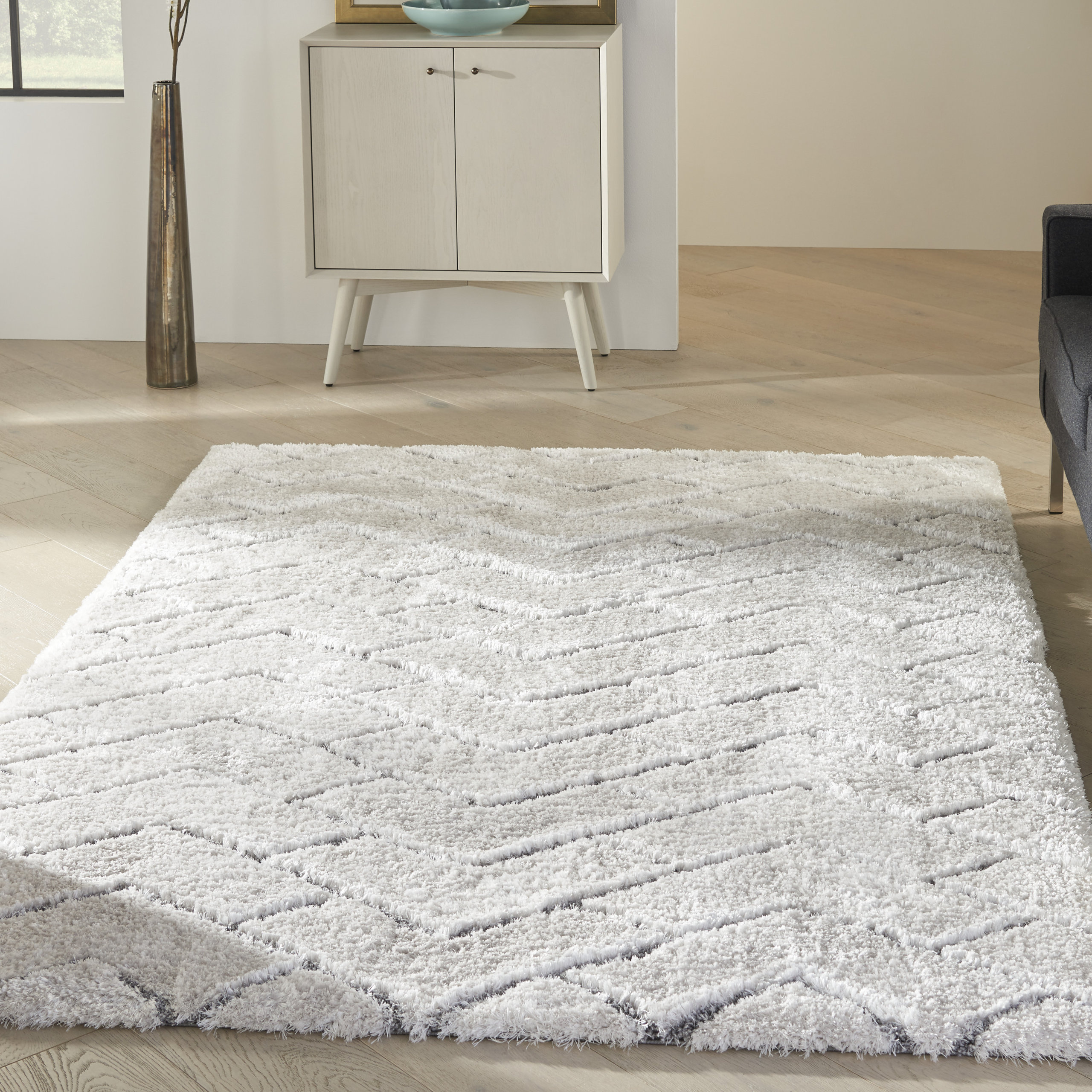 Nourison Dreamy Shag DRS03 Area Rug, Ivory/Grey, 5'3" x 7'3 ...
