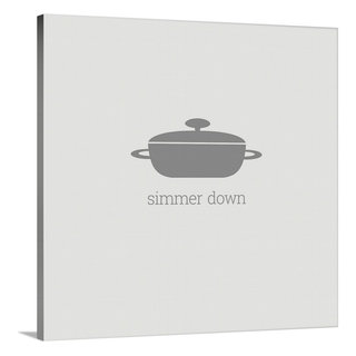 Simmer Down - minimalist retro kitchen art Wrapped Canvas Art Print, 12 ...