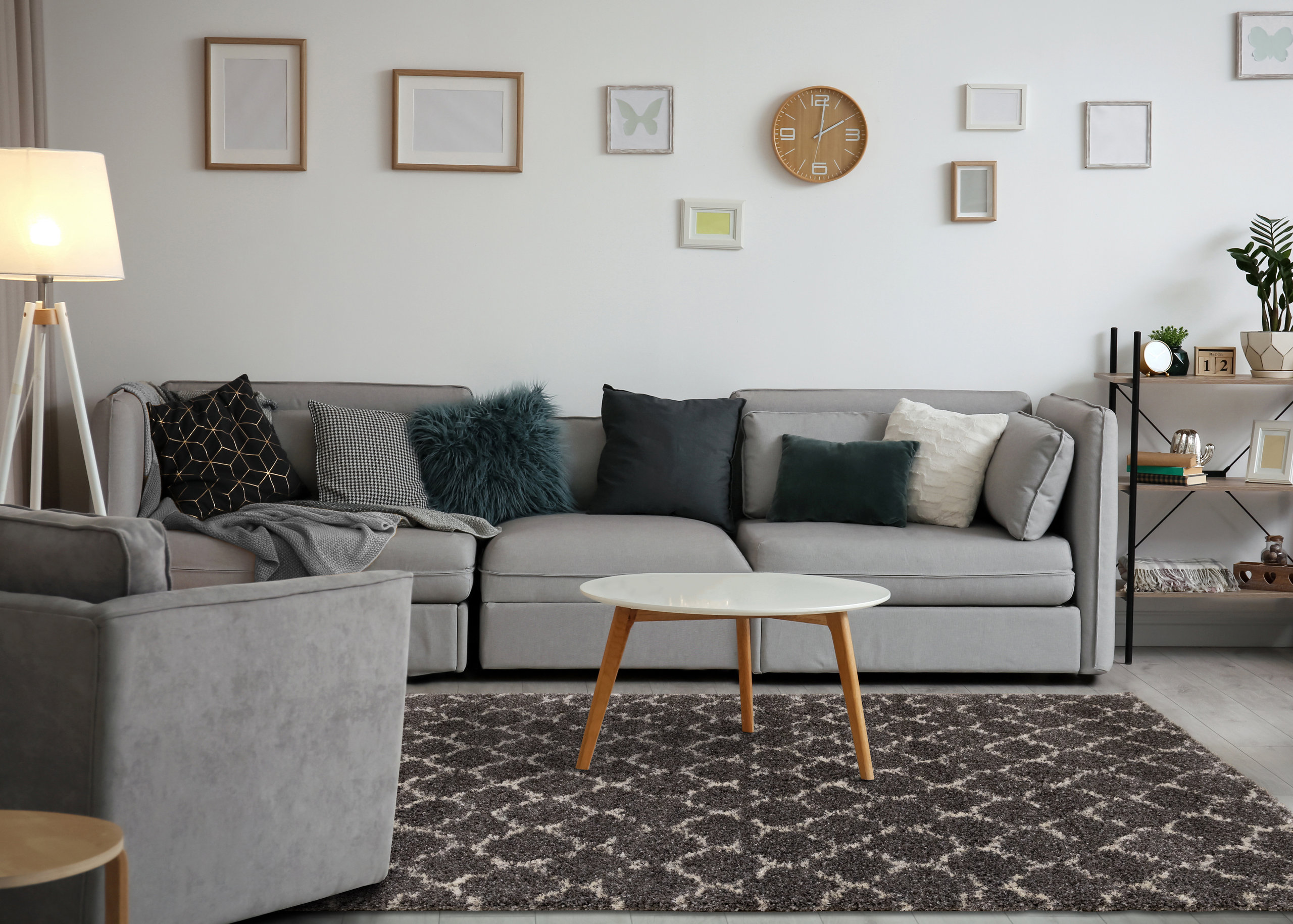 Lush Collection Grey Cream Lattice Rug, 7'10"x11'2" - Contemporary ...