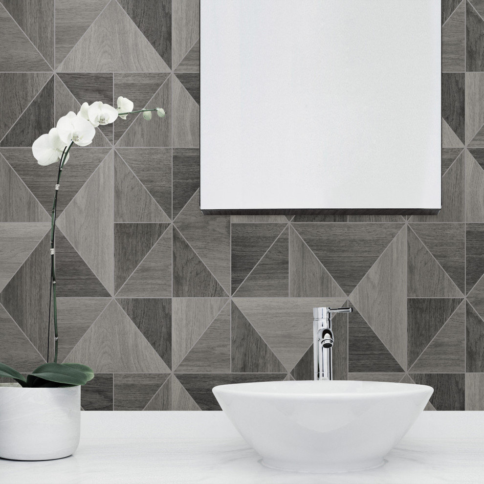 Simpson Grey Geometric Wood Wallpaper - Contemporary - Wallpaper - by ...