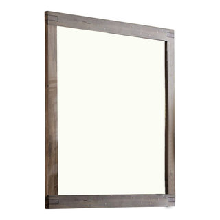 Transitional Style Wooden Encased Mirror with Grain Details, Brown ...