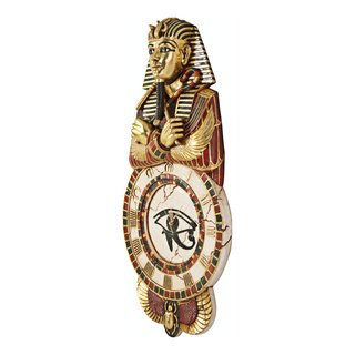 Medinet Habu Sculptural Egyptian Wall Clock, 19"Wx4.5"Dx40"H 15 lbs ...