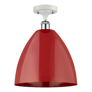 Innovations Ballston Ply Dome 12" Semi-Flush, White/Chrome/Red ...