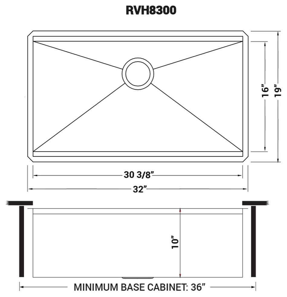 Ruvati RVH8300 Undermount 16 Gauge 32" Kitchen Sink Single Bowl ...