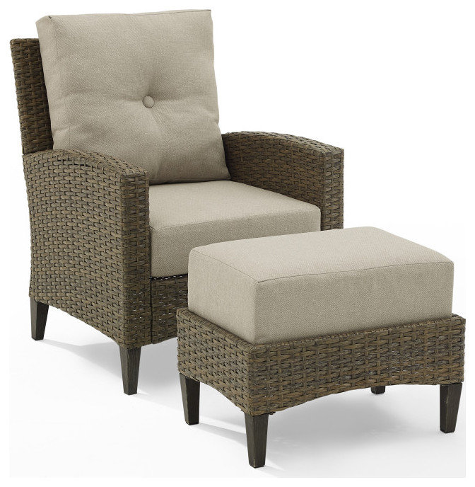 Rockport 2Pc High Back Wicker Outdoor Chair Set - Tropical - Outdoor ...