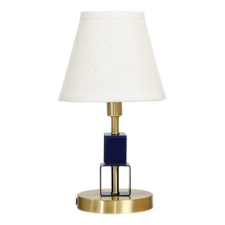 House of Troy Bryson B208-SB/NB 1 Light Table lamp in Satin Brass/Navy ...
