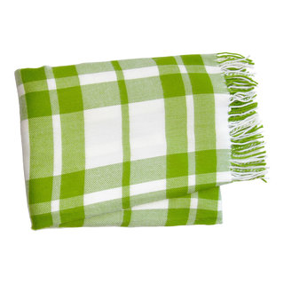 Two-Color Windowpane Plaid Throw with Fringe - Farmhouse - Throws - by ...