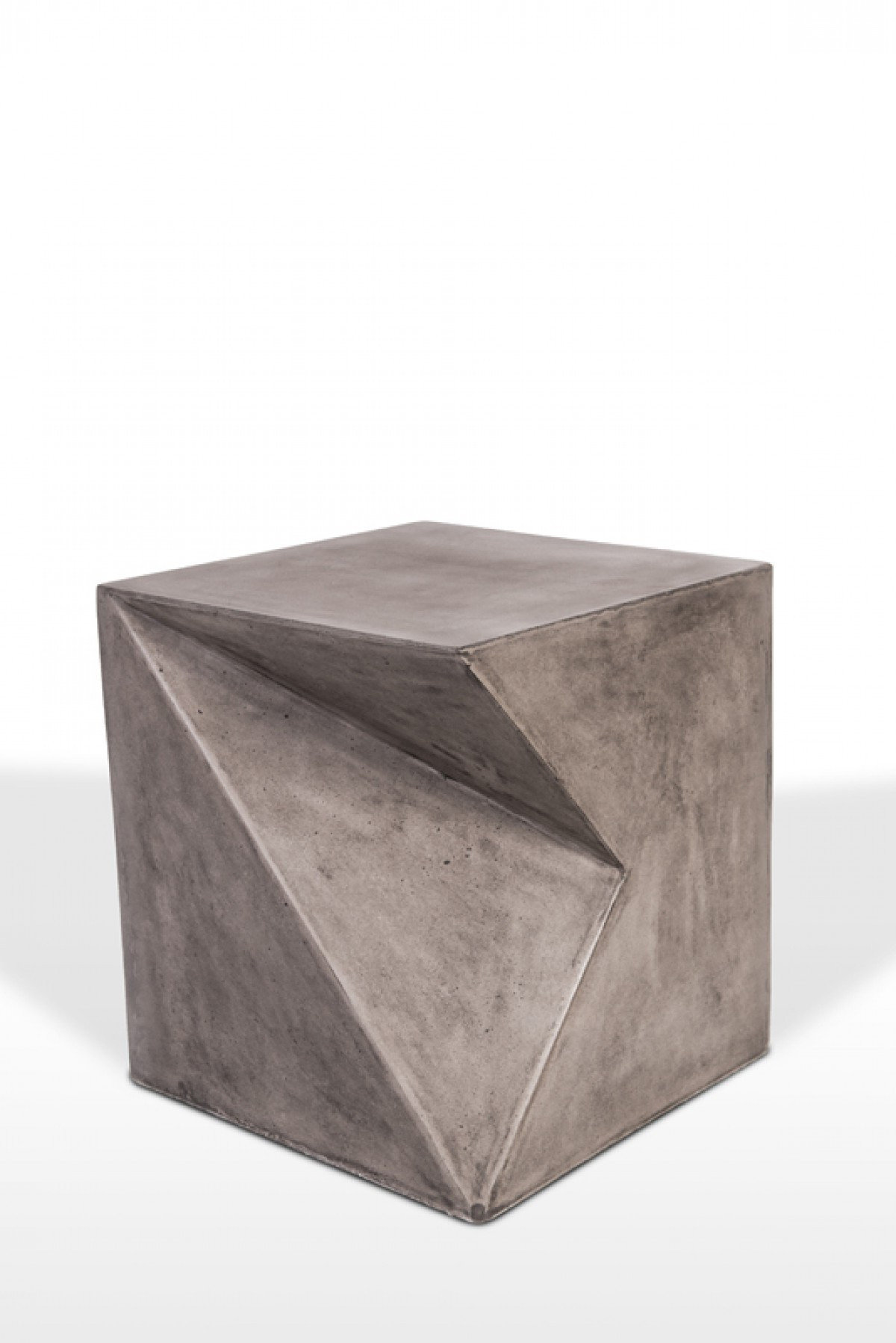 Asymmetric Dark Gray Concrete Cubed Stool - Industrial - Accent And ...