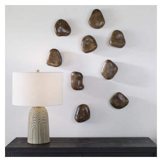 UT-04323 Uttermost Pebbles Walnut Wood Wall Dcor, S/9 - Contemporary ...