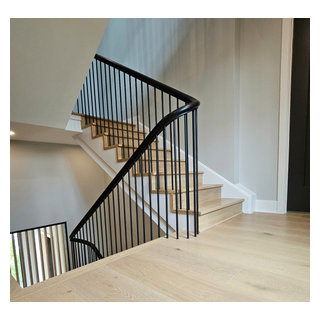 115_Stunning Continuous Rail System on 3 Story Floating Stairs ...