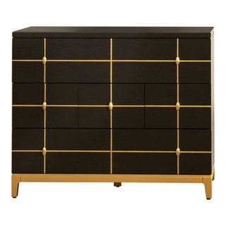 Kingsly 42" Contemporary Glam Storage Chest, Espresso Black ...