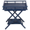 Bamboo Butler Table With Removable Serving Tray, Royal Blue - Asian ...
