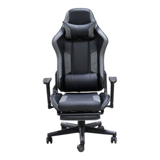 Finn Massage Ergonomic Office Gaming Chair, Black /Gray - Contemporary ...