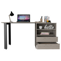 DEPOT E-SHOP Austral 120 Desk with Drawers, Light Gray - Transitional ...