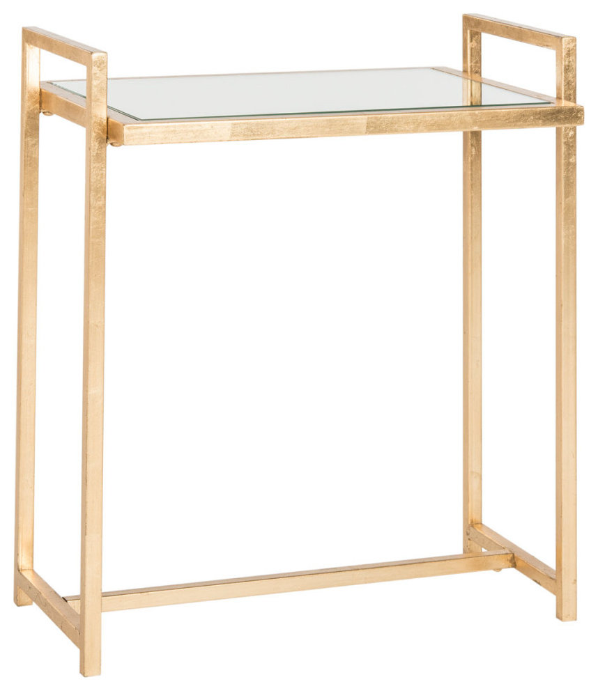Debbie Mirror Top Gold Leaf End Table Antique Gold - Contemporary ...