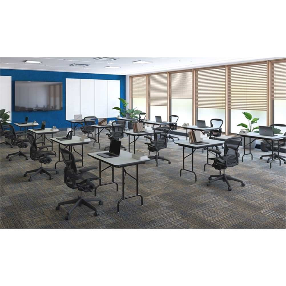 Pemberly Row 36" Plastic & Steel Counter Height Folding Table in Gray ...