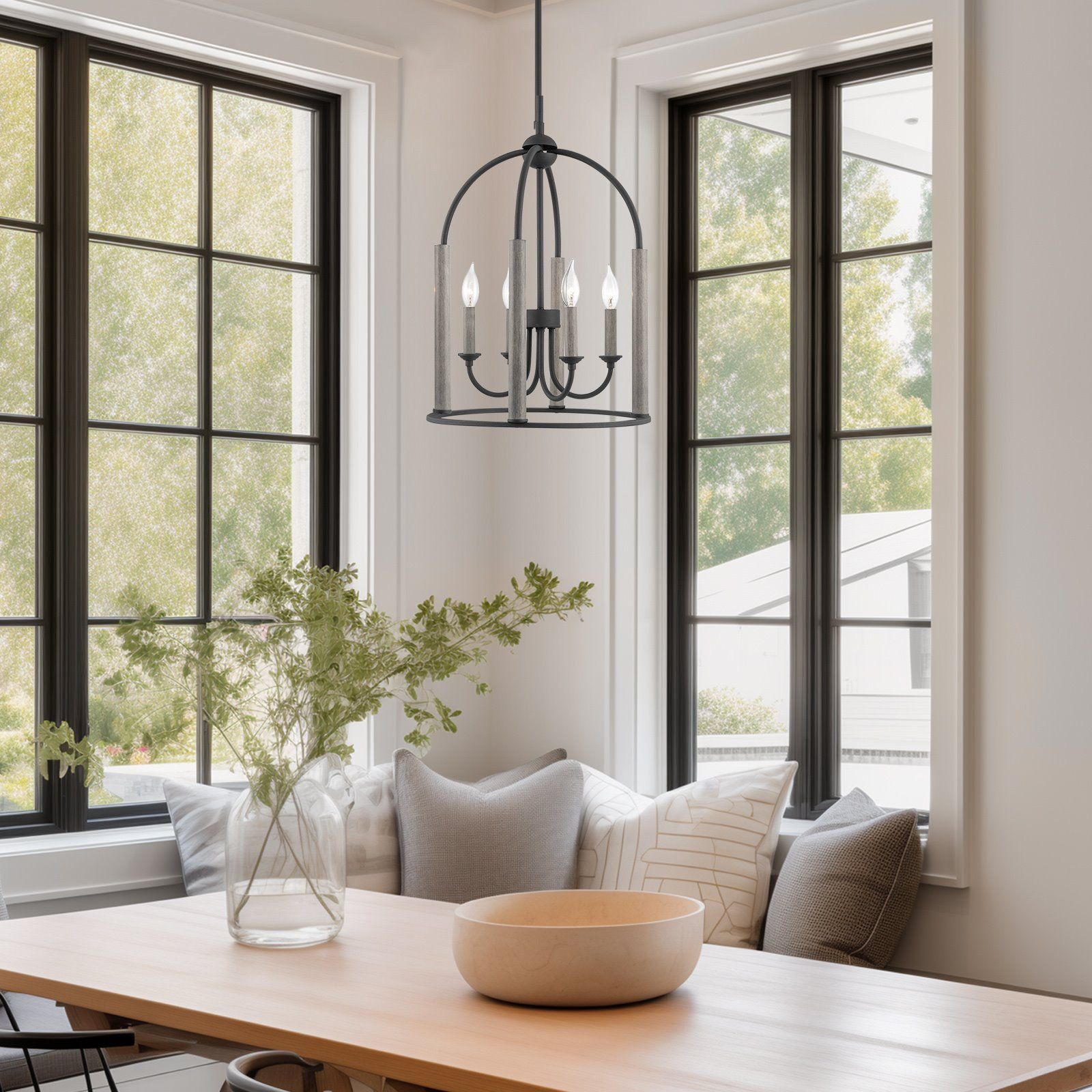Kira Home Ballard 21" Farmhouse Pendant Light, Gray Oak Wood Style ...