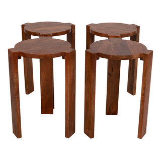 Wood, Set of 4 14X20 Accents Tables, Brown, 13.5x13.5x20 inches ...