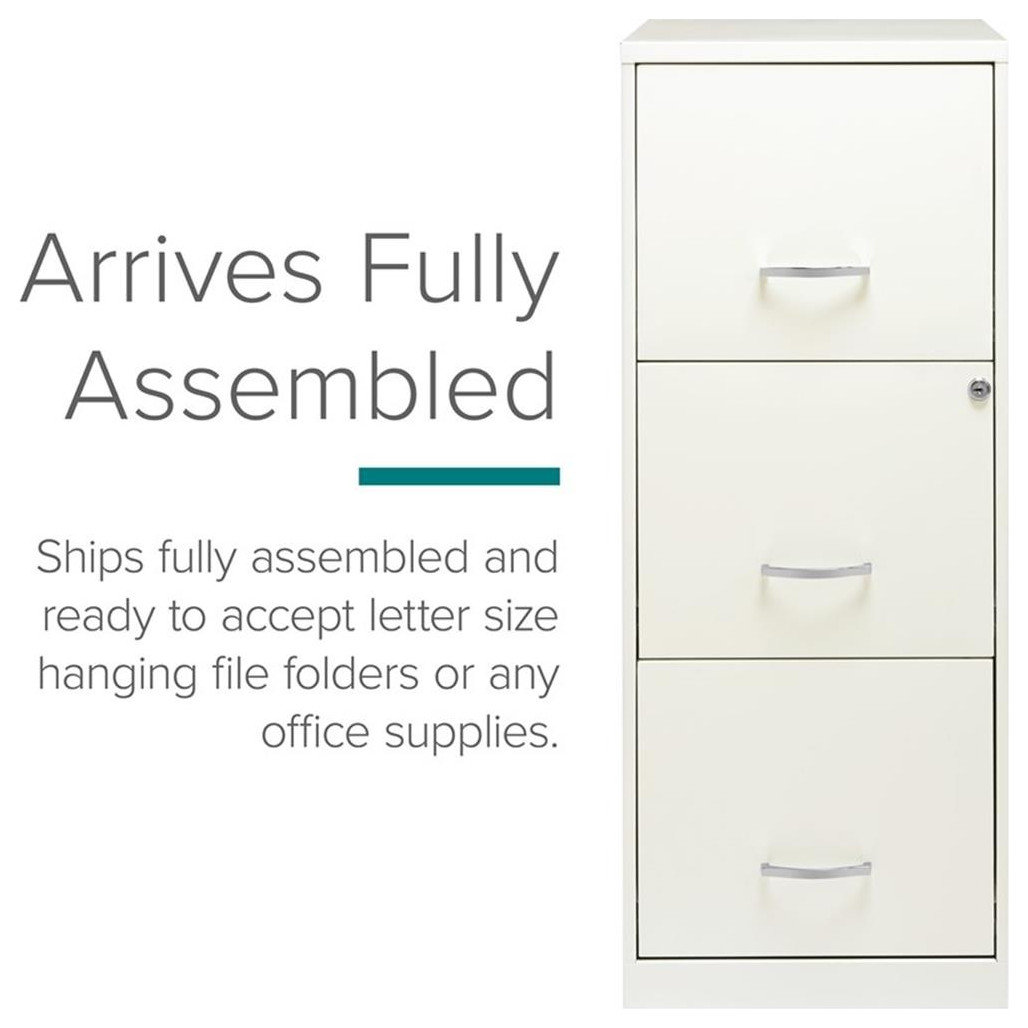 Space Solutions 3 Drawer Vertical Metal File Cabinet with Lock Pearl ...