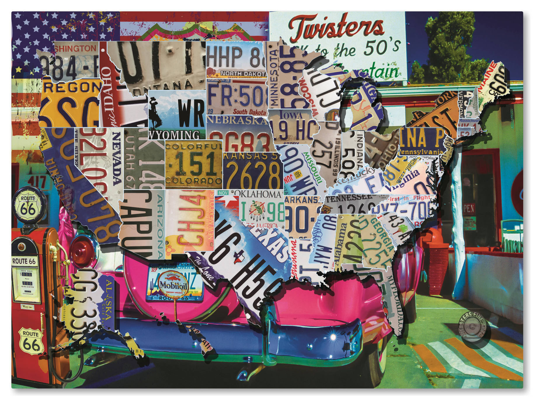 Masters Fine Art 'USA License Plate Map Route 66' Canvas Art, 35"x 47 ...
