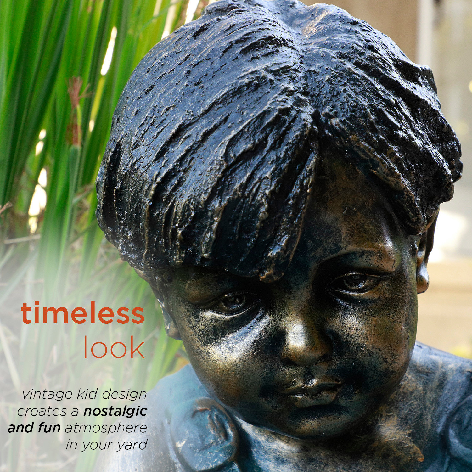 19" Tall Indoor/Outdoor Boy Sitting Down Reading Book Statue Set Yard ...