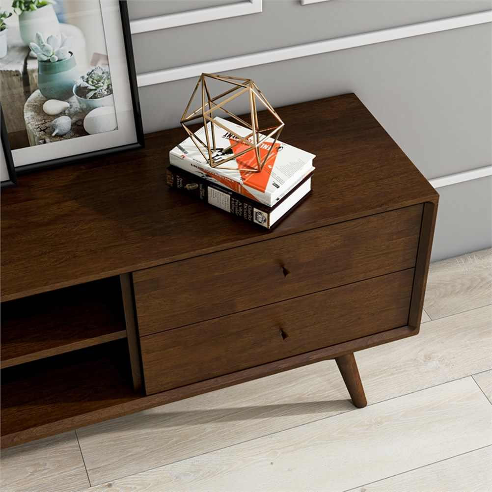 Francesca Mid-Century Modern Solid Wood TV Stand in Brown for TVs up to ...