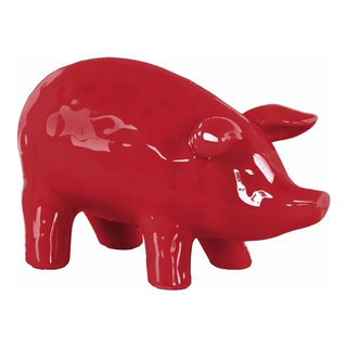 Ceramic Standing Pig Figurine with SM Gloss Finish, Red - Farmhouse ...