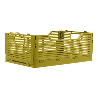 Truu Design Set of 6 Moss Green Folding Plastic Storage Organization ...