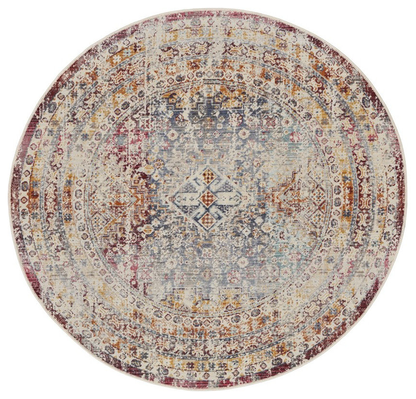 Nourison Vintage Kashan Round Multicolor Area Rug, 4'xround ...