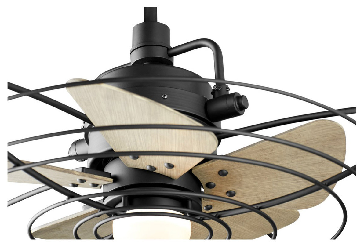 Quorum Bandit 24" LED Patio Fan 22245-69, Textured Black - Farmhouse ...