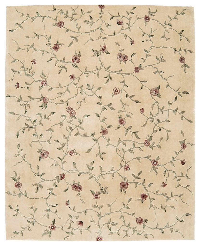 Nourison Julian Light Gold Area Rug, 8'x8', 7'6" x 9'6" - Traditional ...