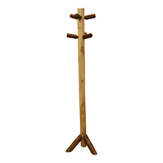 Two-Tone White Cedar Log Coat Tree - Rustic - Coatracks And Umbrella ...