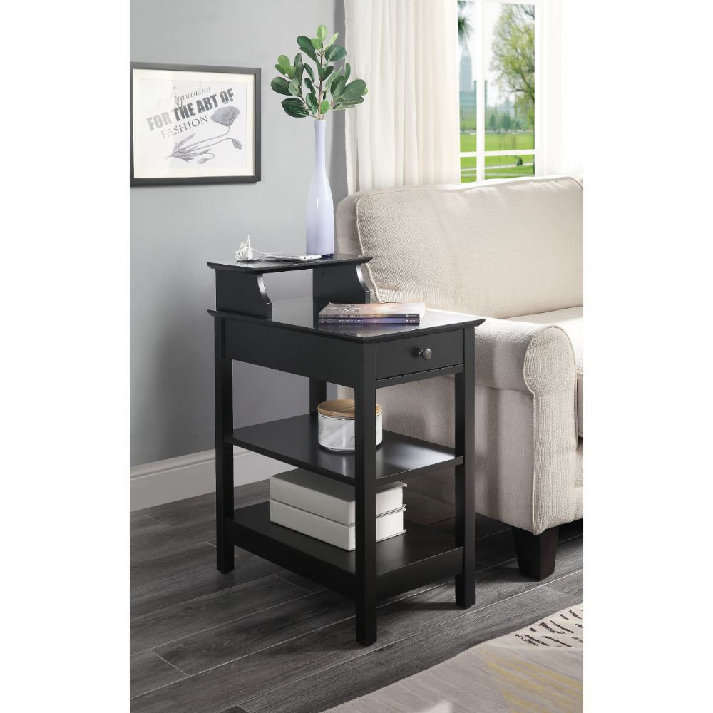 Acme Slayer Side Table With USB Charging Dock Black - Transitional ...