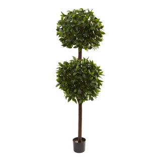 6' Sweet Bay Double Ball Topiary - Contemporary - Artificial Plants And ...