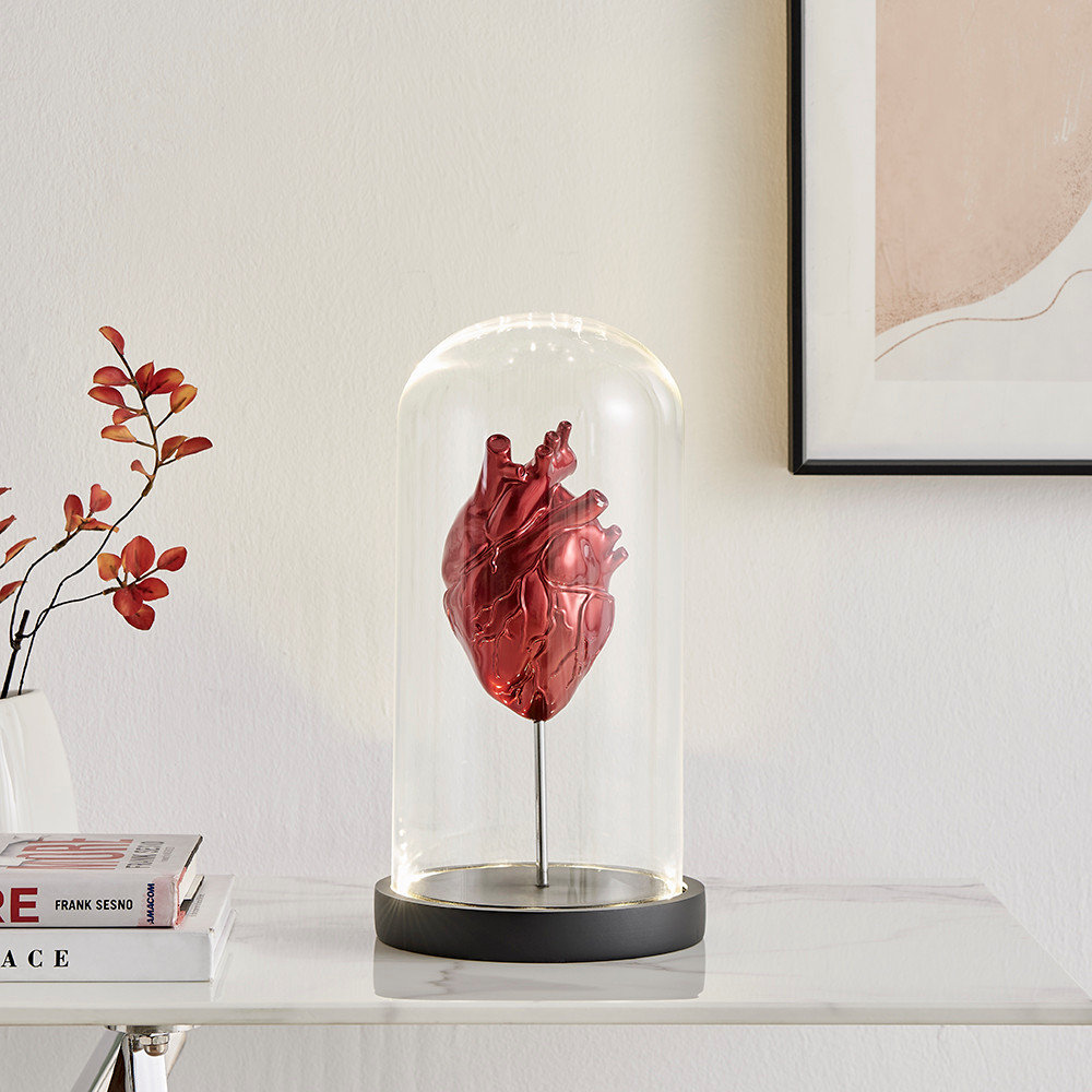 Heart in a Box Resin and Glass LED Sculpture - Contemporary ...