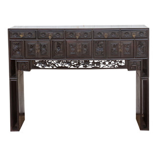 Beautiful Ebonized Carved Chinese Console Table - Asian - Console ...