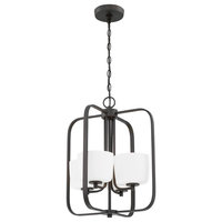 Clarendon 4-Light Foyer Aged Bronze Brushed White Opal Glass ...