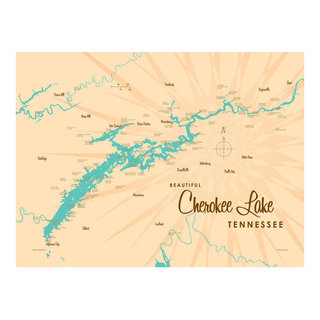 by Lakebound Cherokee Lake Tennessee Map Art Print, 18"x24 ...