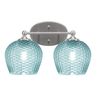 Capri 2 Light Bath Bar, Brushed Nickel Finish, 6" Turquoise Textured ...